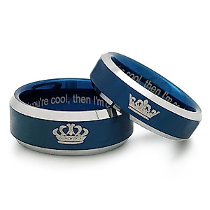 His and Hers Tungsten Wedding Rings, King and Queen Rings, Couples Ring Set, Anniversary Rings (with Inside Engraving)