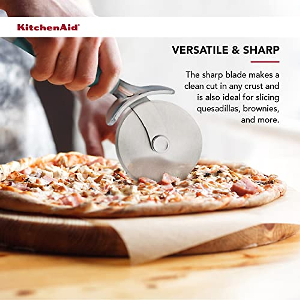 KitchenAid Gourmet Pizza Wheel, One Size, Matte Aqua Sky