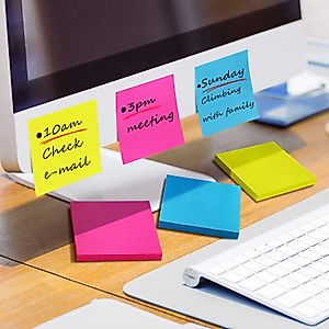 12 Pads Sticky Notes 3x3 Self-Stick Notes Pads with 6 Bright Colors, Easy to Post for Office, Shool, Home, 60 Sheets/Pad