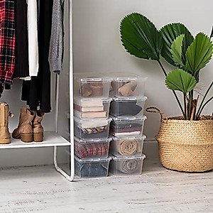 IRIS USA 6.7 Qt. Plastic Storage Container Bin with Latching Lid, Stackable Nestable Shoe Box Tote Shoebox Closet Organization School Art Supplies - Clear, 18 Pack