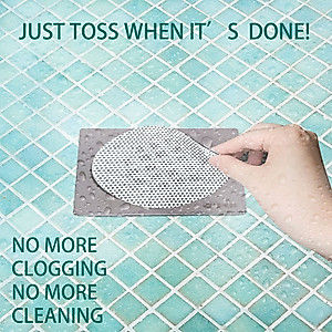 Kemine 25 Pack Drain Hair Catcher Disposable Mesh Stickers Shower Hair Trap Bathroom Accessories Suit for Bathroom Bathtub Kitchen Round/Square Shape (Round)