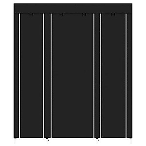 SoSo-BanTian1989 Metal Frame Portable Closets Fabric Wardrobe, Clothing Cabinet Storage Organizer with Dustproof Cover (Black)