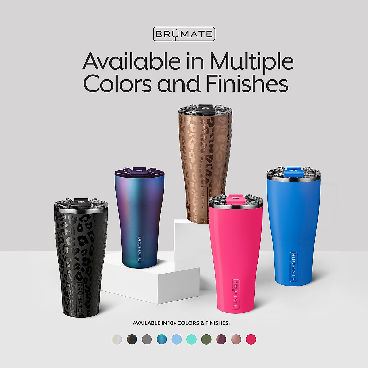 BrüMate Nav XL 32oz 100% Leak Proof Insulated Travel Tumbler with Magnetic BevLock™ Lid - Double Wall Cup-Holder Friendly Stainless Steel Mug (Gold Leopard)