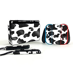 MightySkins Glossy Glitter Skin Compatible with Nintendo Switch OLED - Cow Print | Protective Durable High-Gloss Glitter Finish | Easy to Apply, Remove, and Change Styles | Made in The USA
