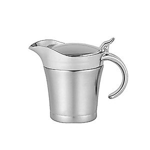 With Hinged Lid Insulated Gravy Boat (450ML/16 OZ) SU304 Stainless Steel Double Wall Gravy Warmer,Serving for Cream, Salad Dressing, Sauce
