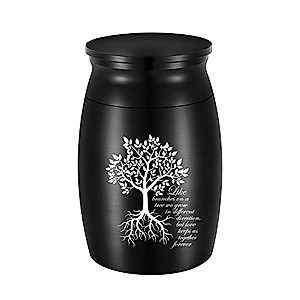 Small Urn for Ashes 3 Inches Mini Tree of Life Aluminum Urn for Human Ashes Cremation Funeral Ash Holder - Like Branches on a Tree we Grow in Different Direction，but Love Keeps us Together Forever
