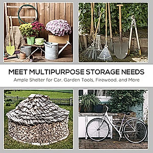 Outsunny 9' x 8' Garden Storage Tent, Heavy Duty Bike Shed, Patio Storage Shelter w/Metal Frame and Double Zipper Doors, Dark Grey