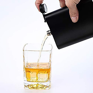 HOLY WATER, JXS 8oz 18/8#304 Stainless Steel Black Hip Flask for Liquor, Leakproof with Funnel Gift Package