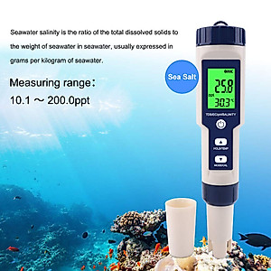 PH Meter EZ-9909 5 in 1 Function Digital PH Meter Water Quality Testing Meter PH Salinity TDS EC Tester with Backlight for Water