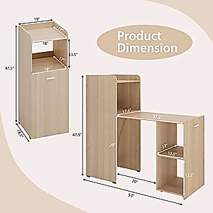 Tangkula Extendable Computer Desk for Small Space, Reversible Home Office Desk with Anti-Tipping Kit, Folding Study Writing Desk, Pull-Out PC Laptop Workstation Desk, Brown/Natural (Natural)