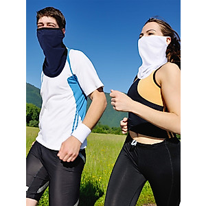 4 Pieces Neck Gaiter Bandana Face Mask with Ear Loops Face Covers Neck Scarf Mask Dust UV Sun Protection for Men Women(Black, White, Navy Blue, Grey)