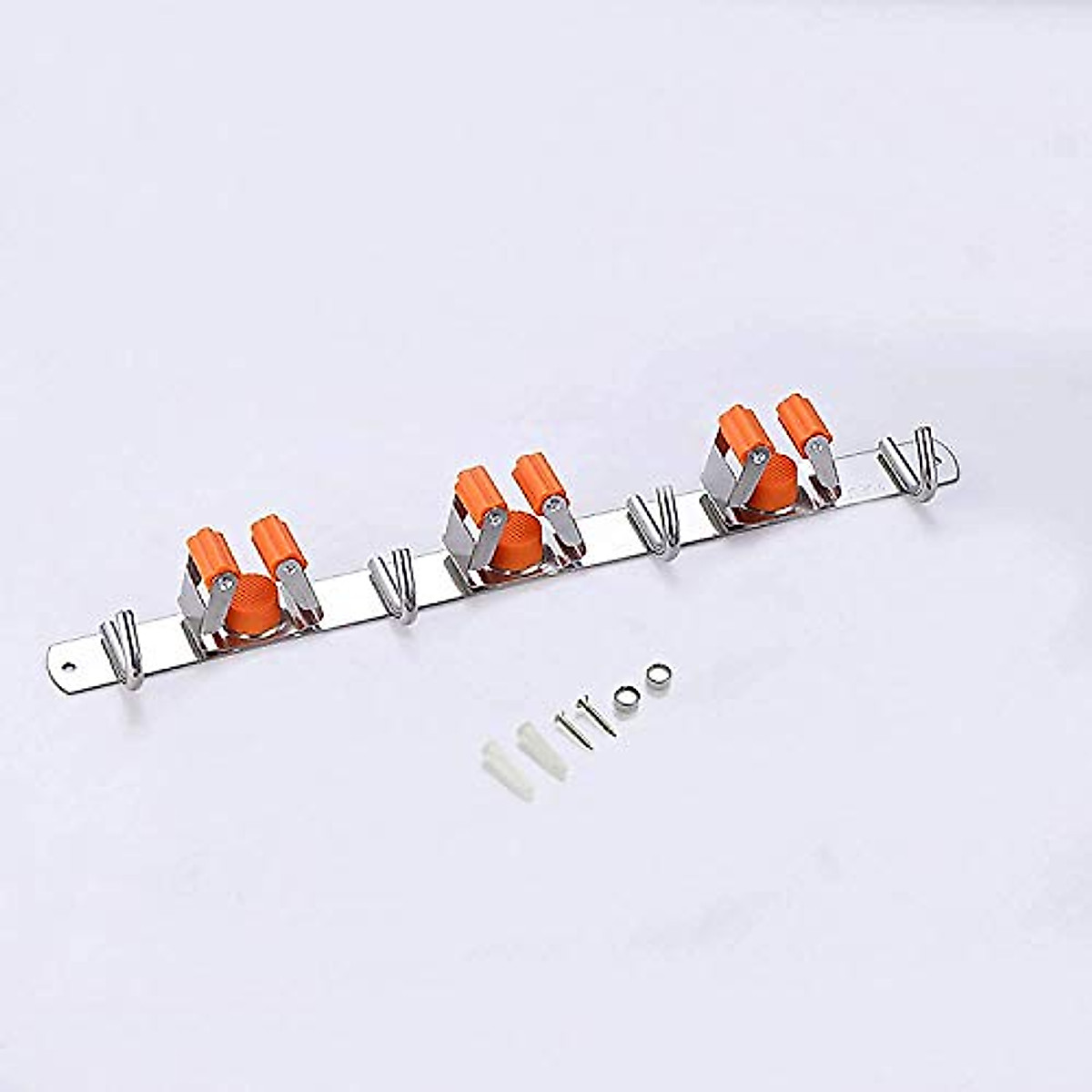 Broom Mop Holder Wall Mounted with 3 Racks 4 Hooks Heavy Duty Tools Hanger Garden Tool Organizer Garage Storage Rack Kitchen Utility Racks Home Hanger Closet Shed Basement