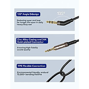 Mr Rex 3.5mm to 2.5mm Aux Cable Cord for Bose 700 QuietComfort QC45 QC35II QC35 QC25 Noise Cancelling Headphones, JBL E45BT E55BT E65BTNC Bluetooth Earphone, Audio Replacement Wire (1-Pack, 5FT)