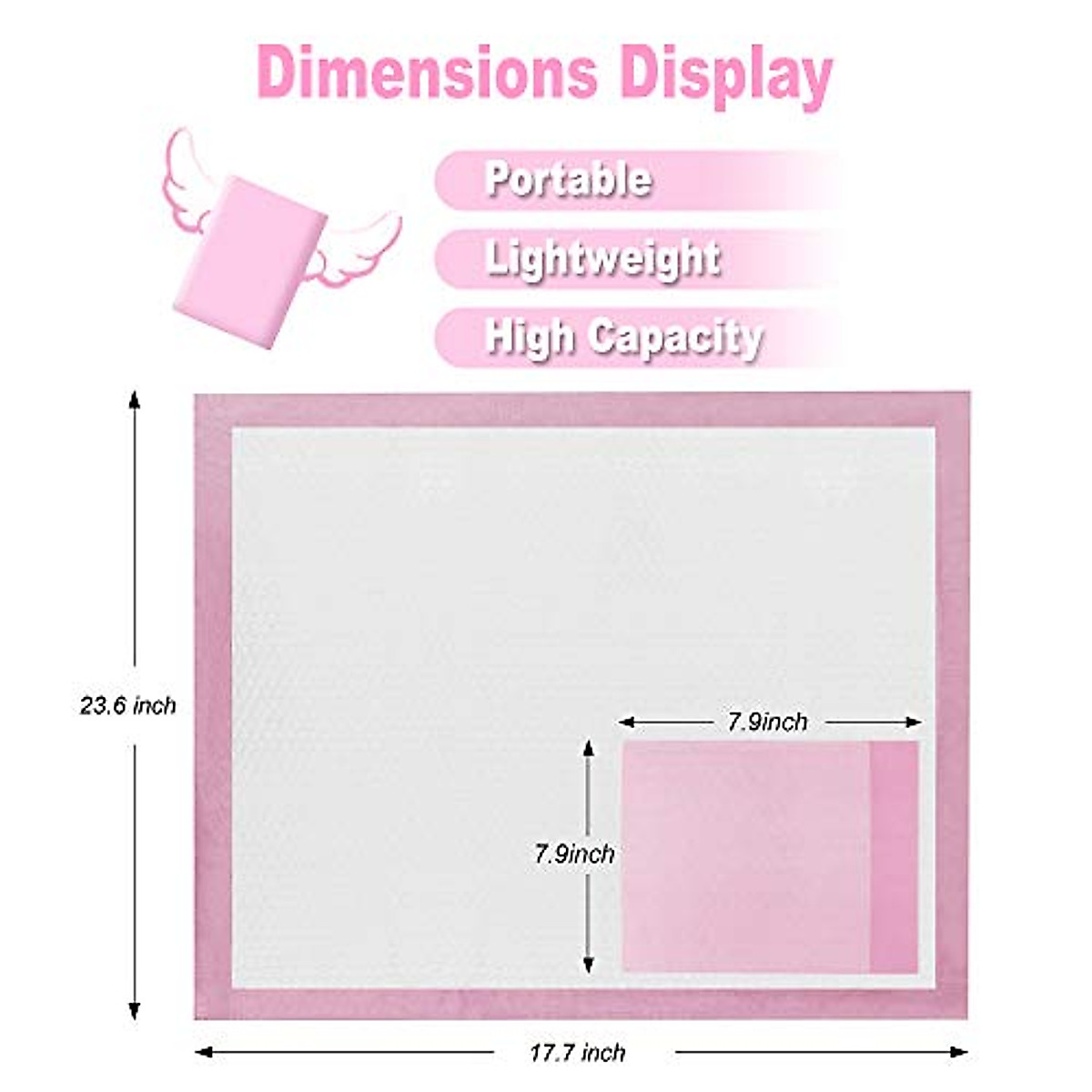 Baby Disposable Changing Pad, 30 Pack, 24×18in, Pet Training and Puppy Pads Pee Pads Portable Diaper Changing Table Pad,Breathable Waterproof Incontinence Pads Underpad（Pink）