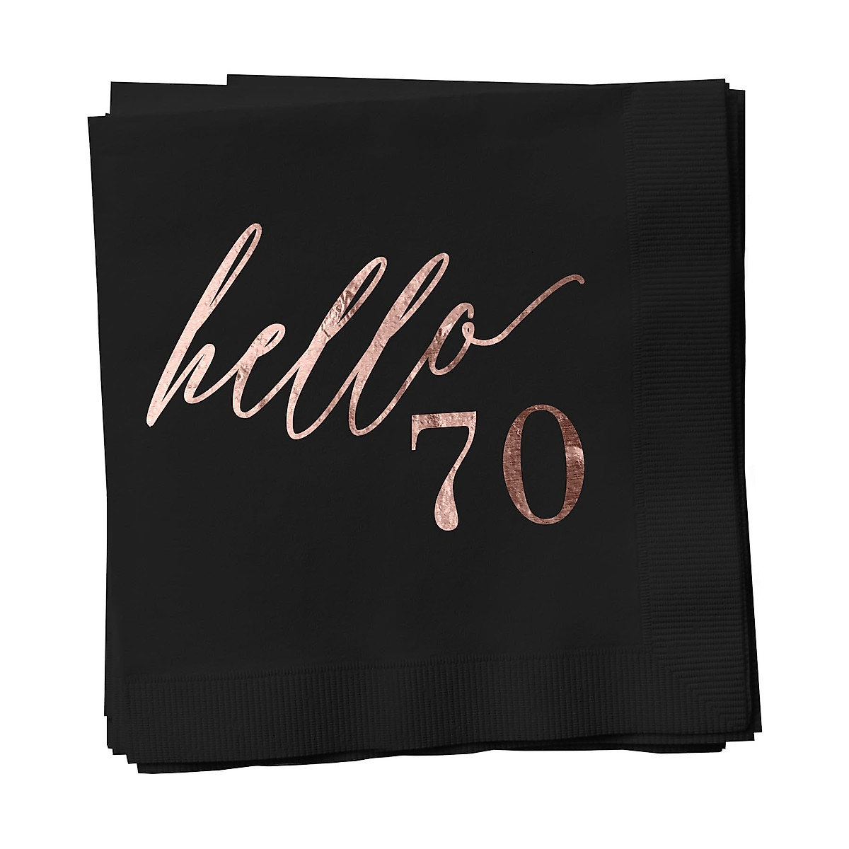 Birthday Black Beverage Cocktail Party Napkins 25 Pack with Rose Gold Foil Printing 4.75 x 4.75 Paper Frenzy, Hello 50