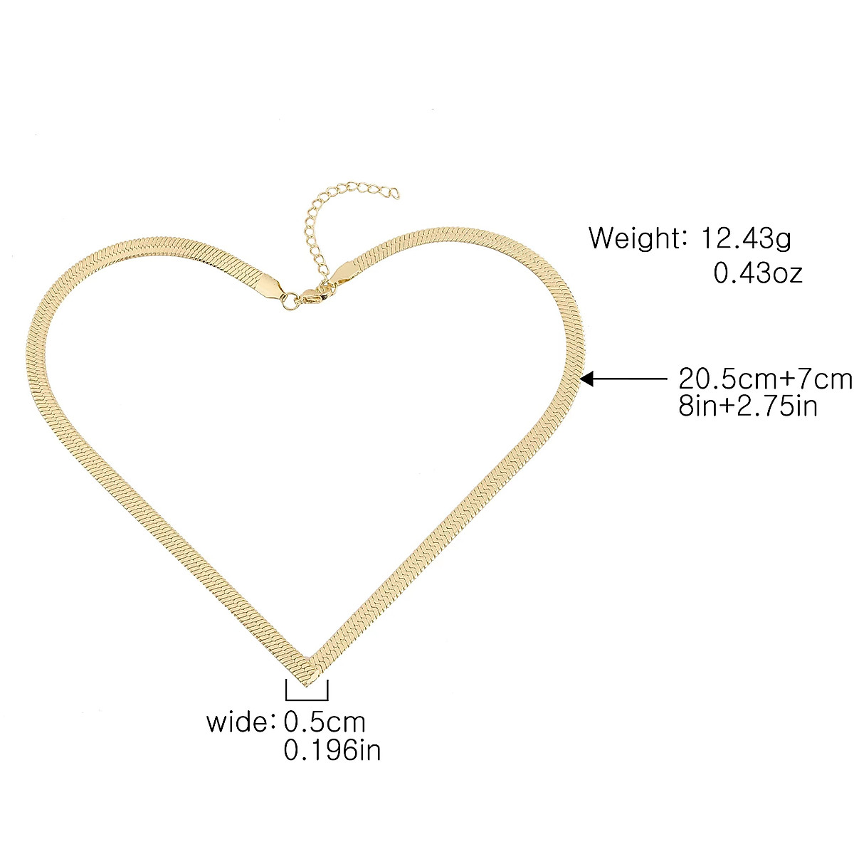 NALISASA 14K Gold Flat Snake Chain Choker Necklaces, Simple Minimalist V-Shaped Short Collar Clavicle Necklace Women Jewelry, Herringbone Necklace for Women