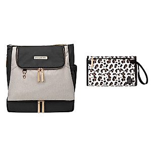 Petunia Pickle Bottom - Pivot Backpack (Sand/Black) + Diaper Clutch (Leopard) Bundle