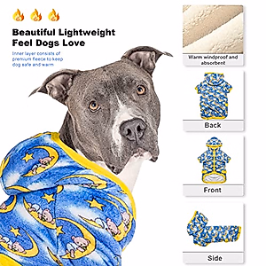 LovinPet Hoodies for Extra Large Dogs - Easy Wearing Cold Winter Dog Coats, Skin-Friendly Flannel Fabric Clothes for Dog, Dreamy Bear Prints Dog Clothes, Warm Dog Clothes for Large Dogs Breed,Large