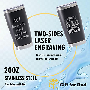 Best Dad in the World Water Bottle 20oz Dad Bottle Stainless Steel Insulated Tumbler with Lid, Gifts for Father from Daughter Son, Dad Gifts for Birthday Christmas Fathers Day