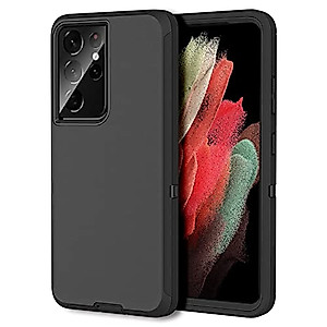 MXX Case Compatible with Galaxy S21 Ultra, 3-Layer Super Full Heavy Duty Body Bumper Cover/Shock Protection/Dust Proof, Designed for Samsung Galaxy S21 Ultra 5g (6.8 Inch) 2021 - (Black)