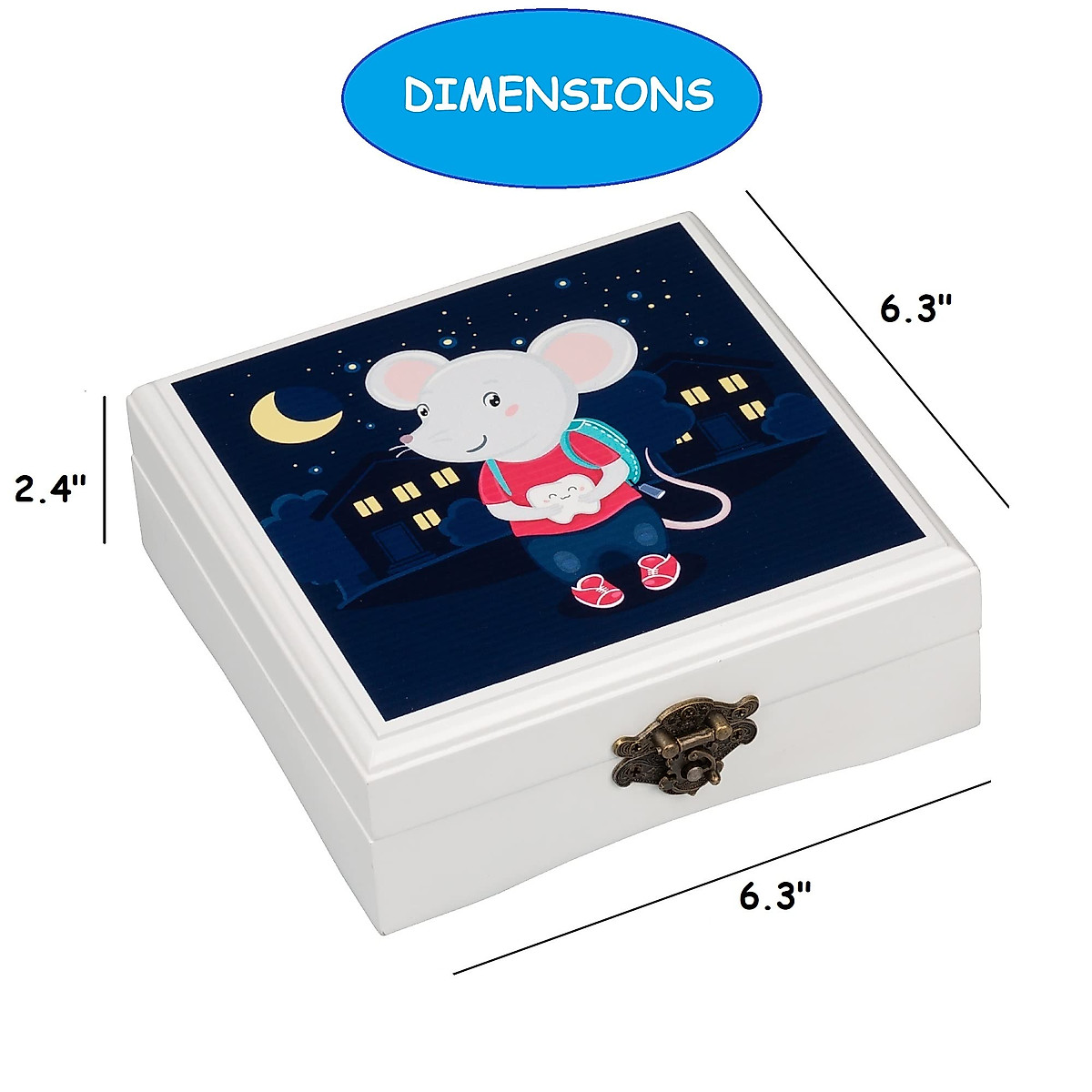 Dravira Baby Keepsake Tooth Box - Lost Teeth Holder Boy and Girl - Tooth Fairy Organizer - Gift for Parents and Kids - White Wood