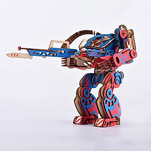3D Wooden Puzzle DIY Robot Mechanical Armor Model Wood Craft Kit Laser-Cut Kits Engineering Gears Set Assembly