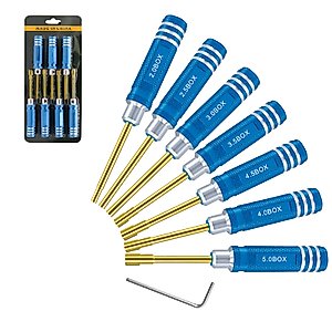 Craznick Hex Nut Screwdriver Set 2.0mm 2.5mm 3.0mm 3.5mm 4.0mm 4.5mm 5.0mm Hexagonal Head Nut Driver for Axial SCX24 Wheel Fixing 7PCS Screwdrivers for RC Models Car Boat Helicopter