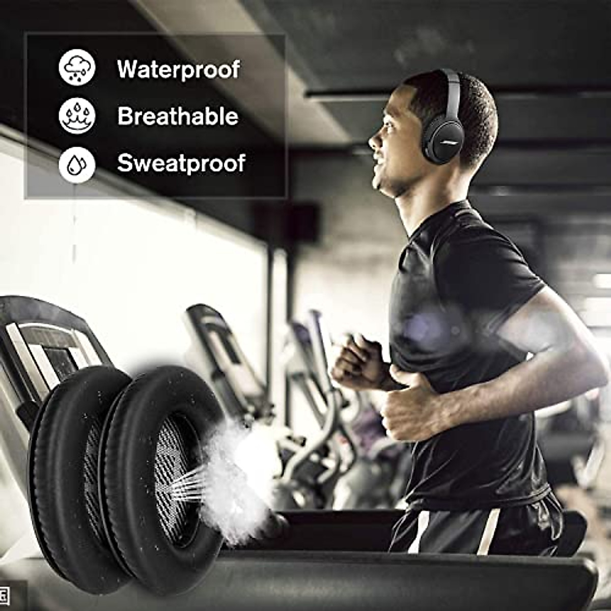 QC35 ii Replacement Earpads, Soft & Comfort for Bose QuietComfort 35 Ear Cushion Ear Pads Compatible with Bose QC35 II QC35 Wireless Over-Ear Headphones (Black)