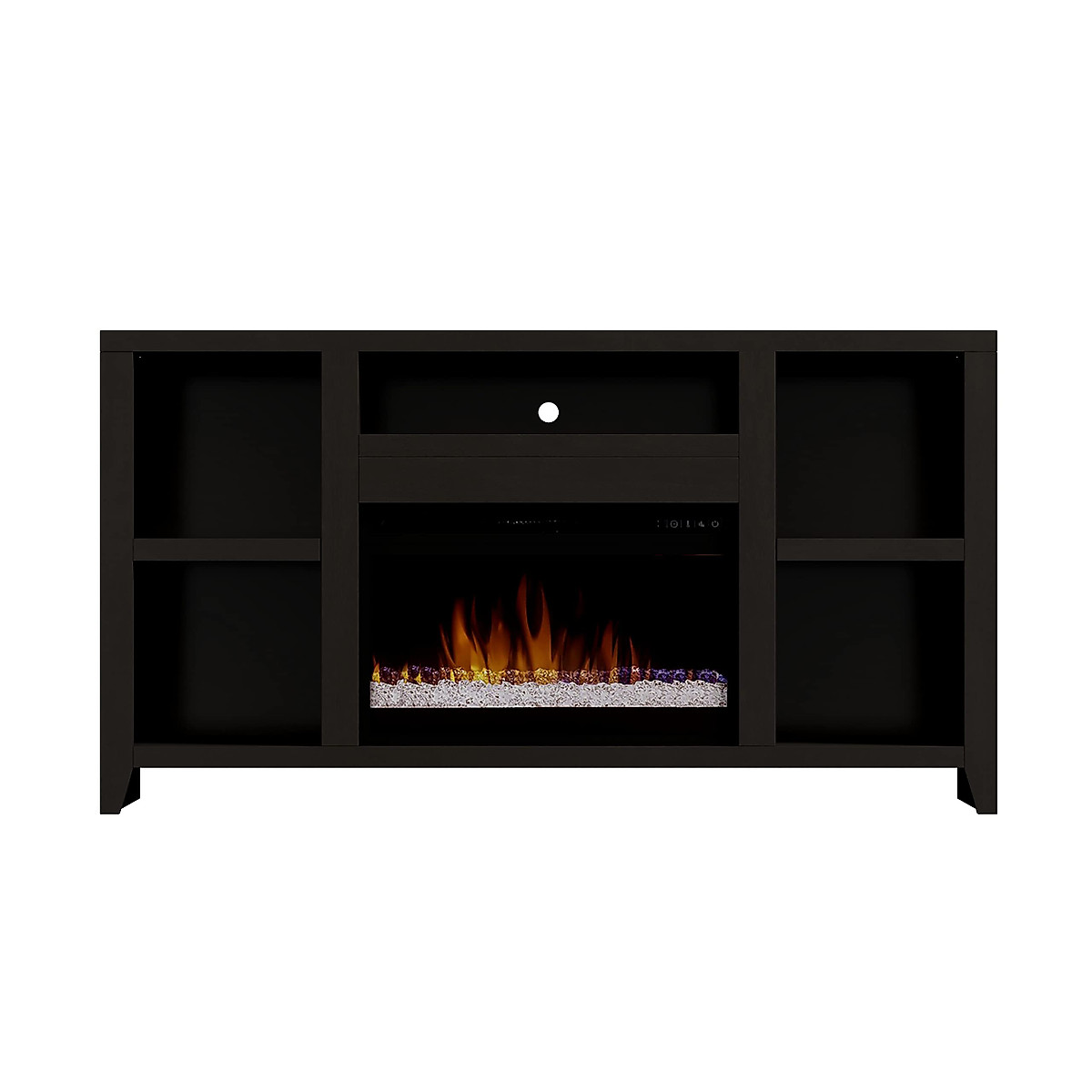 Bridgevine Home Urban Loft Fireplace TV Stand, 62 inches, Accommodates TVs up to 70 inches, Fully Assembled, Poplar Solid Wood, Mocha Finish