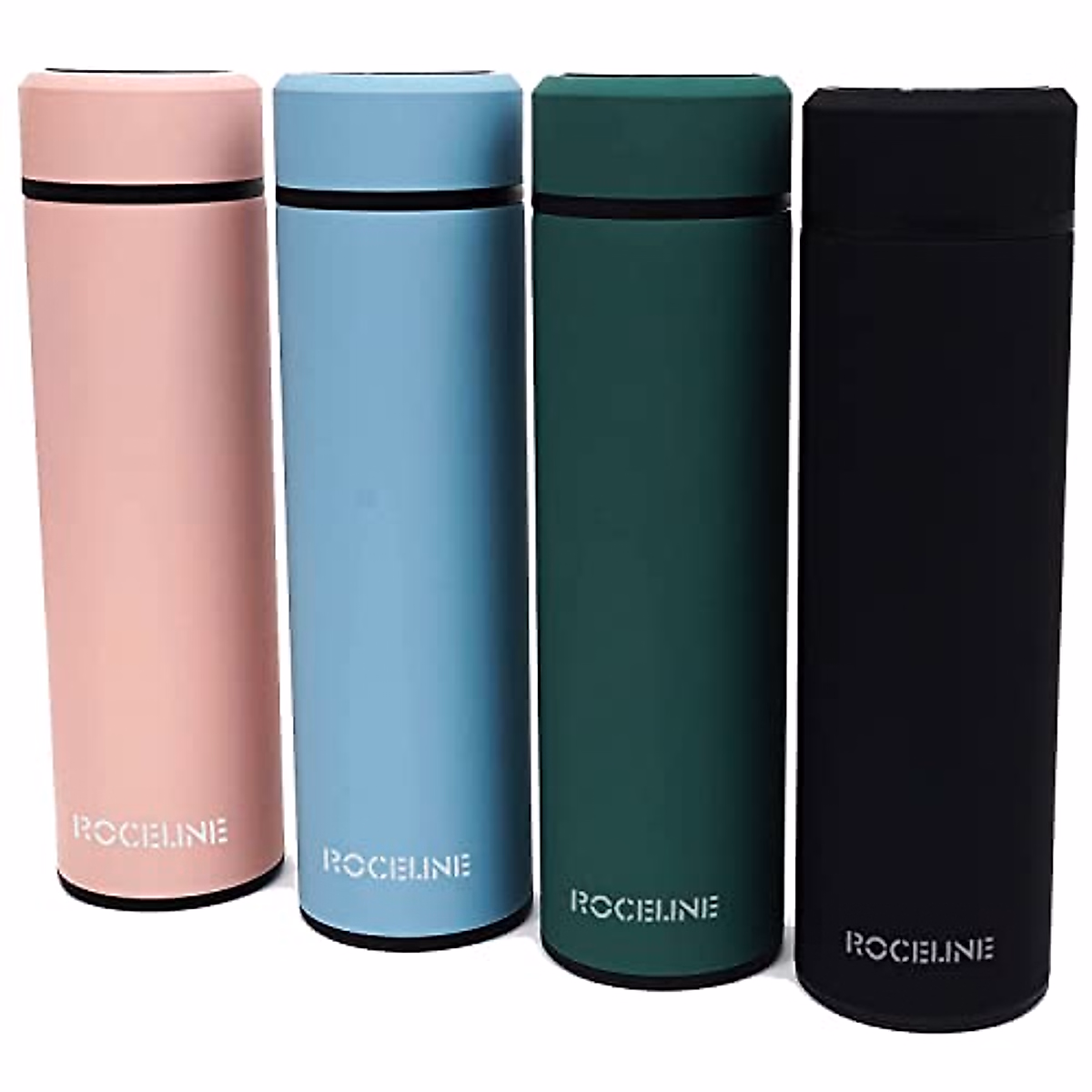 Roceline Stylish Smart Water Bottles with Digital Temperature Display Tea Infuser Bottle – Water Flask, Infuser water bottle, Smart Coffee Thermos – Pink