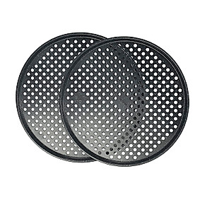 14 inch Pizza Pan with holes 2 pack perforated Pizza Tray Carbon Steel Crisper Pan Non stick Pizza pan for oven