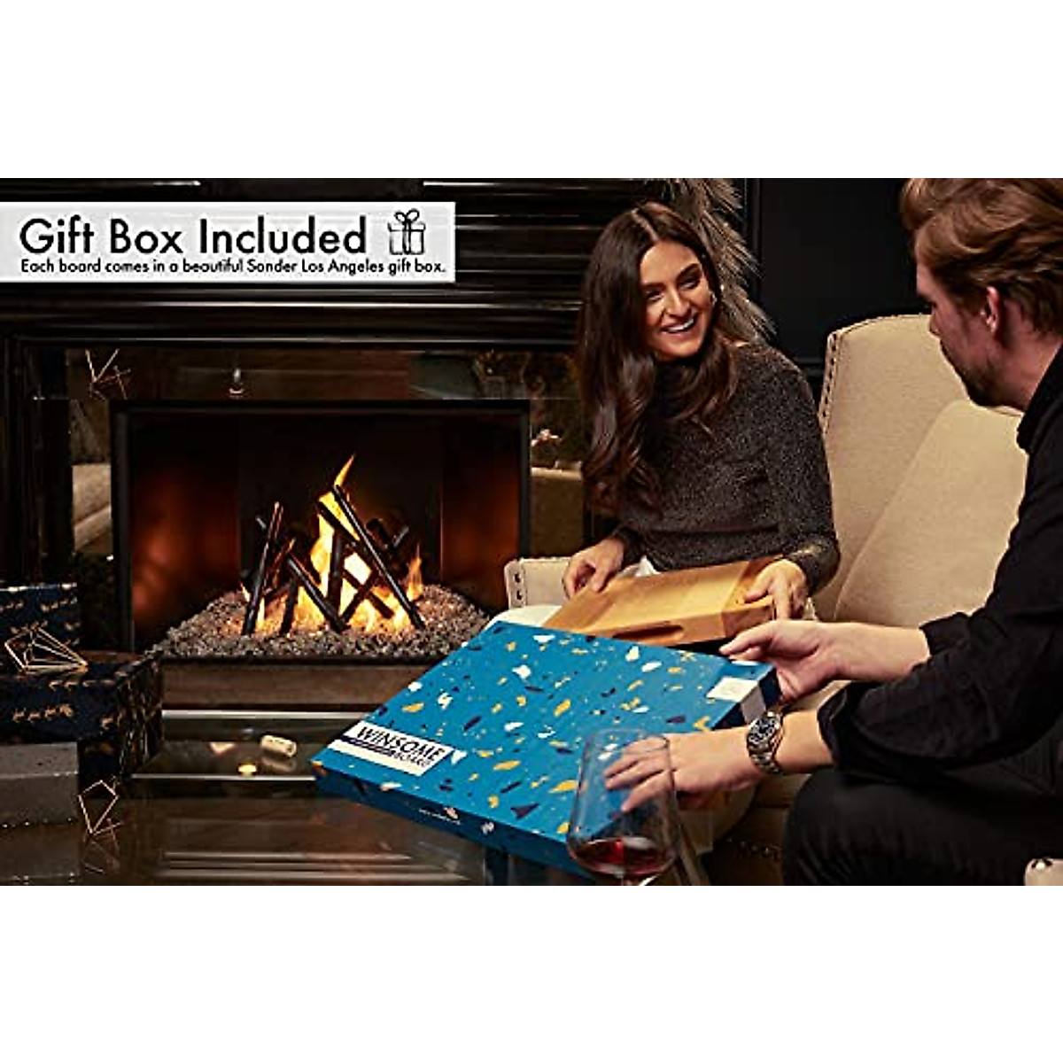 Sonder Los Angeles, Made in USA, Large Thick Maple Wood Cutting Board for Kitchen with Juice Groove, Sorting Compartment, Charcuterie Wooden Board 17x13x1.5 in (Gift Box Included)