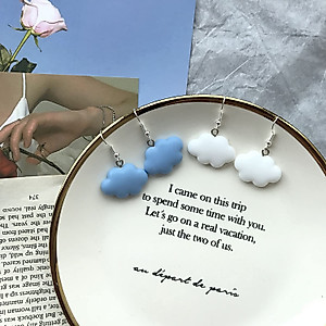 Just Follow 6 Pairs Simple Handmade Lovely White Blue Pink Resin Clouds Dangle Earrings Set Weather Jewelry for Women (Clouds Earrings- 6 Pairs)