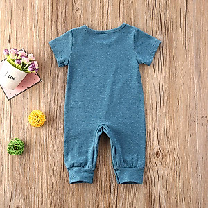 hwojjha Newborn Baby Boy Romper Clothe, Little Brother Romper Short Sleeve Jumpsuits One Piece Outfit (blue, 0-3 months)