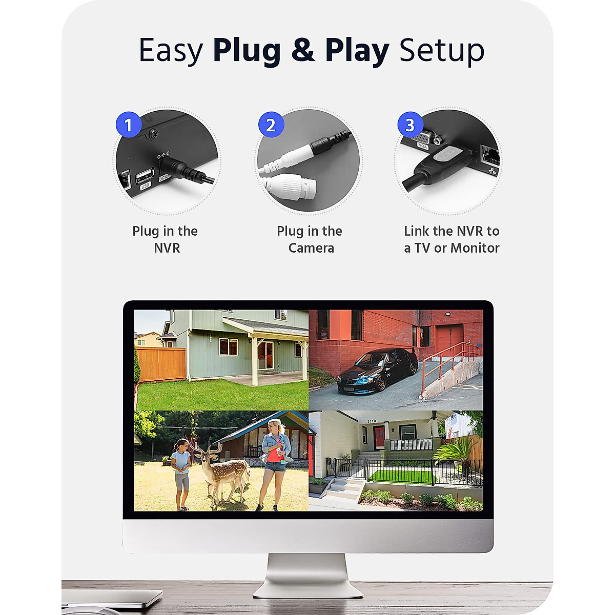 ANNKE [ 2 Pack] 2K Add-On Wi-Fi Outdoor Security Cameras, 3MP Wireless Surveillance IP Cameras with 100ft Night Vision, Compatible with Alexa, IP66 Waterproof, Instant Email Alert