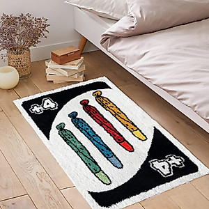 Cool Rug for Bedroom, 2x3 Funky Aesthetic Retro Non Slip Washable Fluffy Absorbent Bathroom Rug,Cute Modern Abstract Bedside Area Rug Soft Funny Tufted Small Throw Rugs for Entryway Indoor