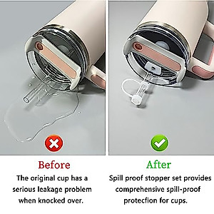 12pcs Silicone Spill Proof Stopper Set, Compatible with Stanley Quencher H2.0 Flowstate Tumbler 40oz 30oz, Stanley Cup Accessories, with Fix Leak Stopper, Lid Spill Plug and Straw Cover Cap