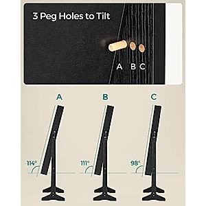 SONGMICS Mirror Jewelry Cabinet Standing Armoire Organizer, Jewelry Storage with Full-Length Frameless LED Lights, Built-in Makeup Mirror, 2 Drawers, Lockable, Black UJJC023B01