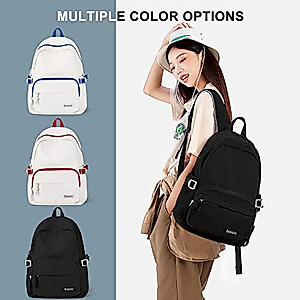 WEPOET Waterproof Simple Black Backpack For School,Lightweight Middle School Bookbag For Women Men,Aesthetic College Backpack,Casual Daypack Teens Girls Boys