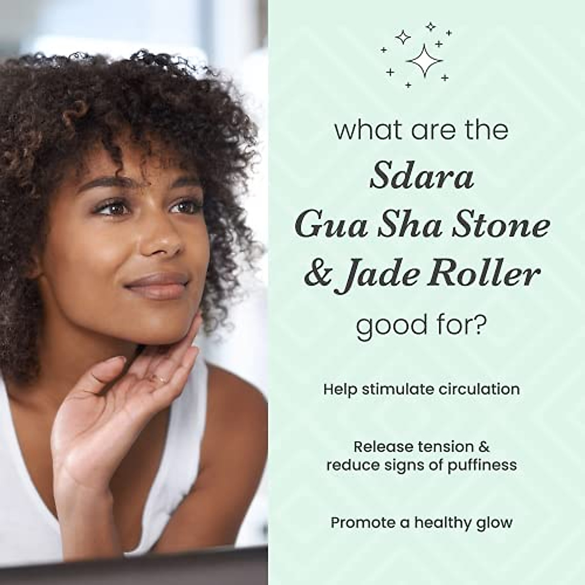 Sdara Jade Roller Gua Sha Set - Facial Roller and Massager for Slimming & Sculpting - Reduces Wrinkles & Eye Puffiness - Essential Skin Care Tools