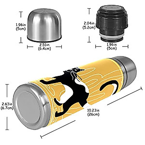 Stainless Steel Leather Vacuum Insulated Mug Cat Thermos Water Bottle for Hot and Cold Drinks Kids Adults 16 Oz