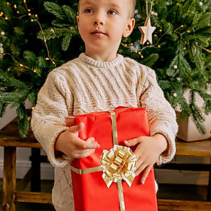 HAPPY POTATO Gift Bows, 6 inches Large Gold Pull Bows, Bows for Gifts, Large Bows for Presents, Pull Bows with Ribbon for All Occasions (Pack of 15)