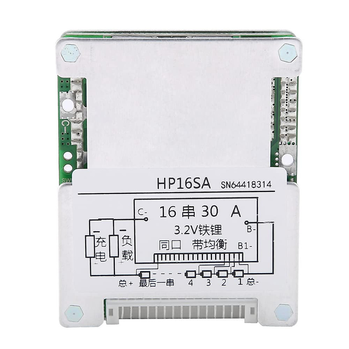 16S Lithium Battery Board, Battery Balance Board with Aluminum Heatsink(16 Strings 3.2V 30A Same Port Equalization)