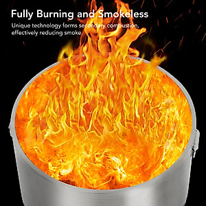 20.5" Smokeless Fire Pit with Air Switch and Handle, Wood Burning Portable Stainless Steel Outdoor Firepit with Removable Stand and Ash Pan, Ideal for Camping Backyard Patio, H: 11.5 in, 18.8 lbs