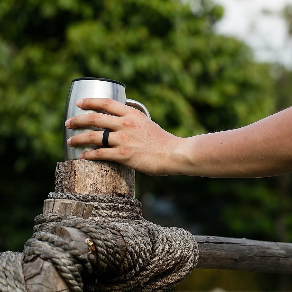 ThunderFit Men's Air Groove 7.8mm Wide 1.8mm Thick Silicone Rings, Variety Multipack 1-7