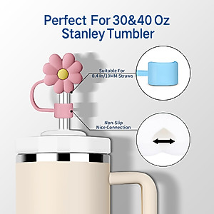 Straw Cover, 8 Pcs Straw Toppers for 10mm/0.4 Inch Stanley Straws, Straw Covers Cap for Stanley Cup 40 oz Tumblers, Stanley Cup Straw Cover, Straw Toppers for Tumblers for Stanley Cup Accessories