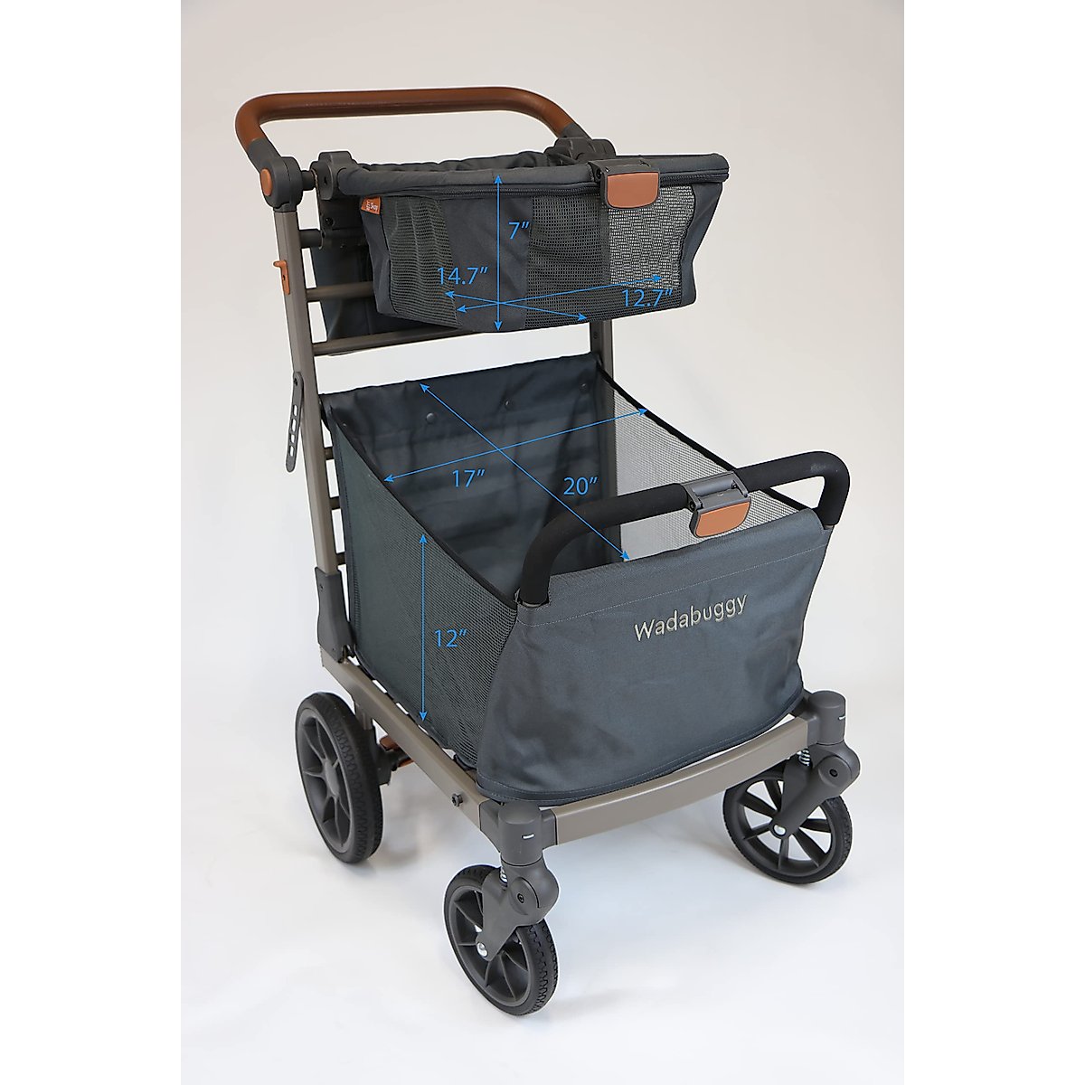 Wadabuggy Heavy Duty Folding Shopping & Utility Cart, Glides Effortlessly - Easy to Maneuver, Lightweight Push & Pull Behind Cart w/3 Storage Baskets