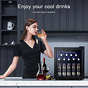 Antarctic Star 12 Bottle 48 Can Beverage Refrigerator Cooler - Mini Fridge Glass Door for Beer Soda Drinks or Wine,Freestanding Beverage Fridge for Home and Bar with Adjustable Shelving, 1.3 Cu. Ft.