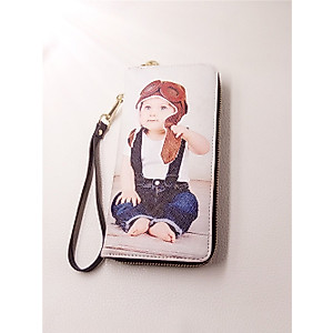 a266XDKSJK Women Leather Wallet Custom Photos Wallets Personality Clutch Bag Card Case Cash Holder Wallets Print Any Photo(Black Double Side)