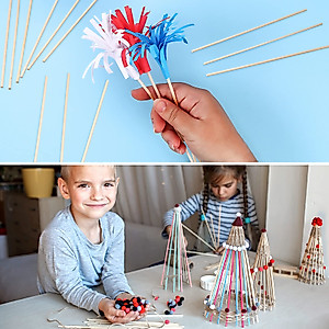 EBOOT Unfinished Natural Wood Craft Dowel Rods 100 Pack (6 x 1/8 Inch)